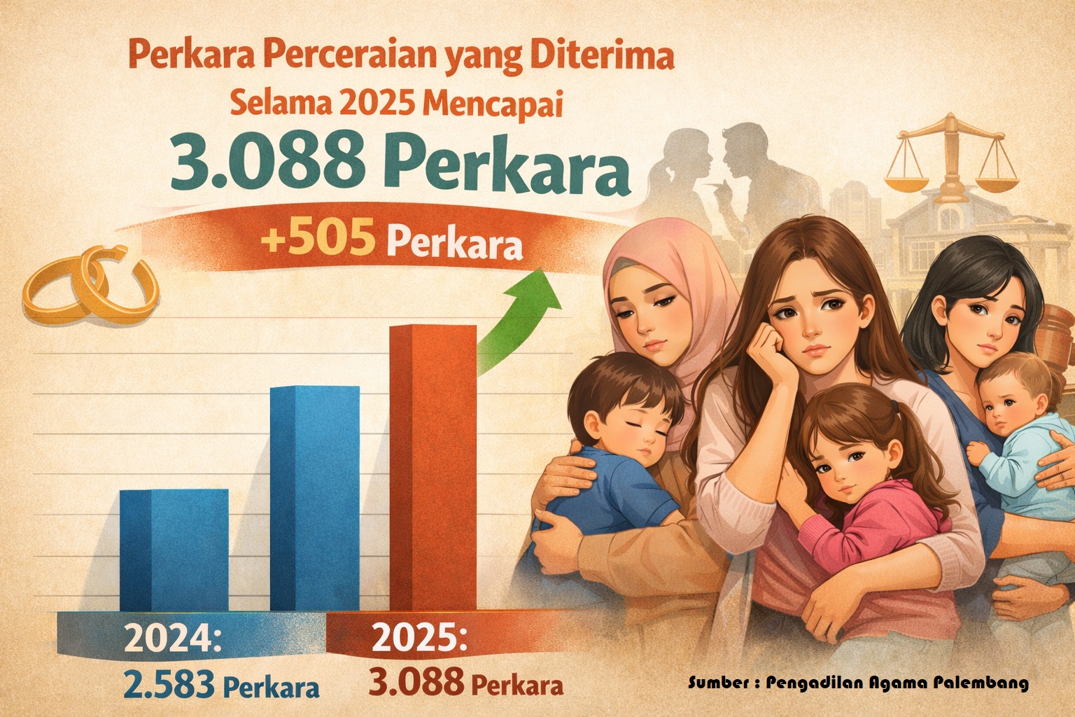 Sepanjang Tahun 2025 Janda di Palembang Meningkat 3.088 Orang